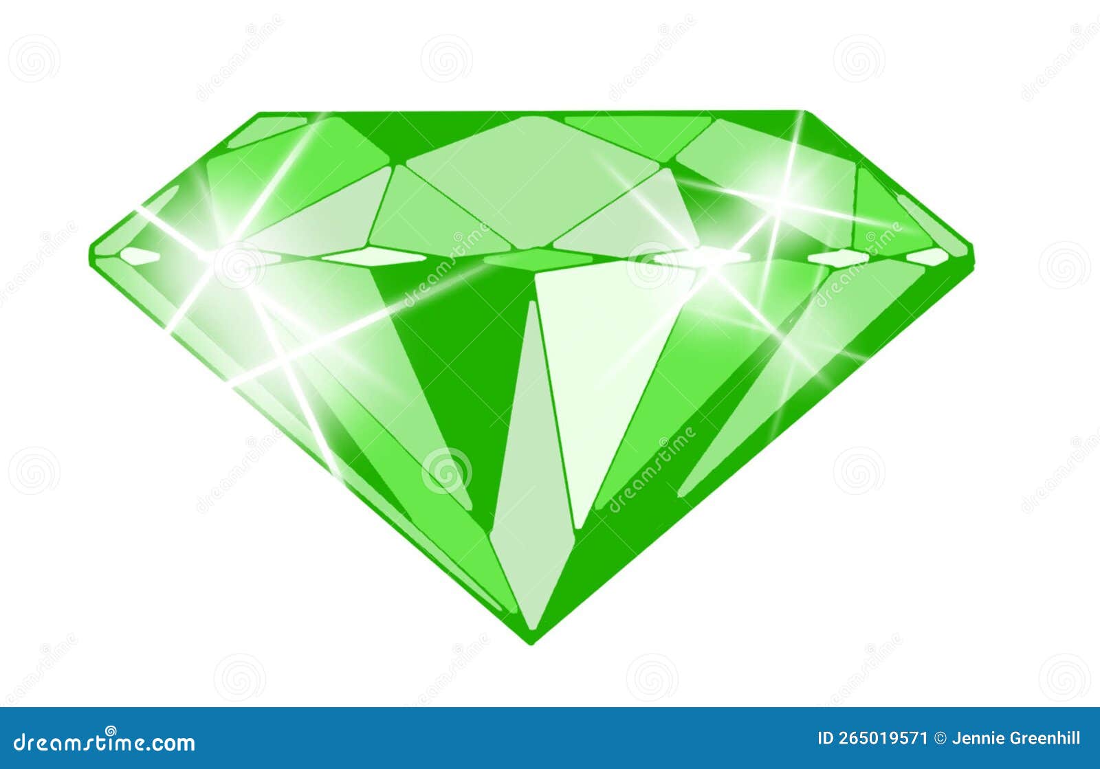 Diagram of an Emerald with Sparkles Stock Illustration - Illustration ...