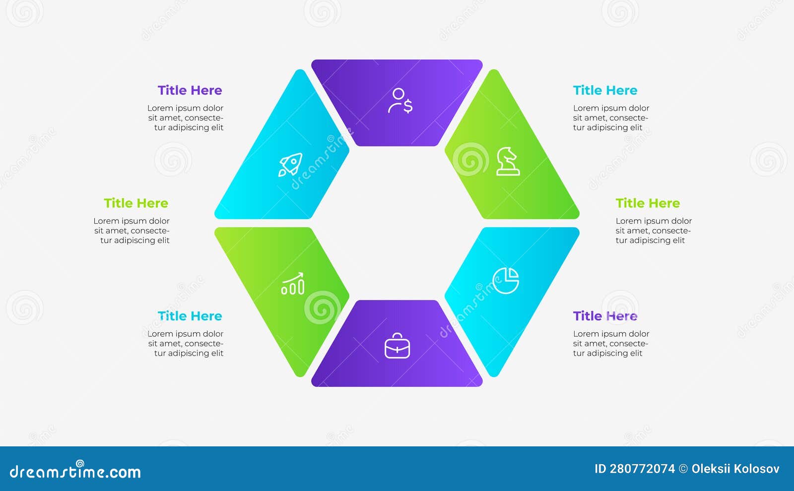 Diagram in the Form of a Hexagon Divided into 6 Parts. Vector Cycle ...