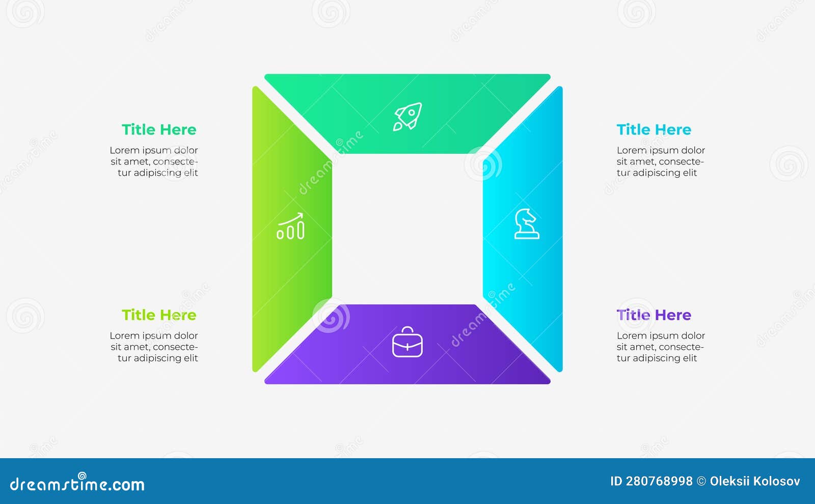 Diagram in the Form of a Square Divided into 4 Parts. Vector Cycle ...