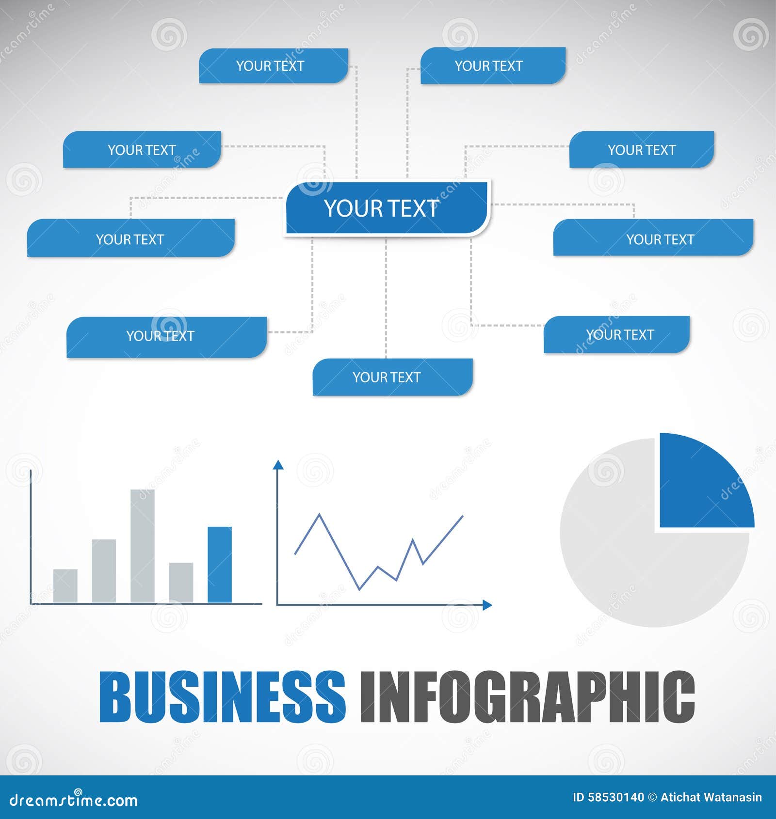 Diagram, Graph, Info-graphic Template in Blue Theme Stock Illustration ...