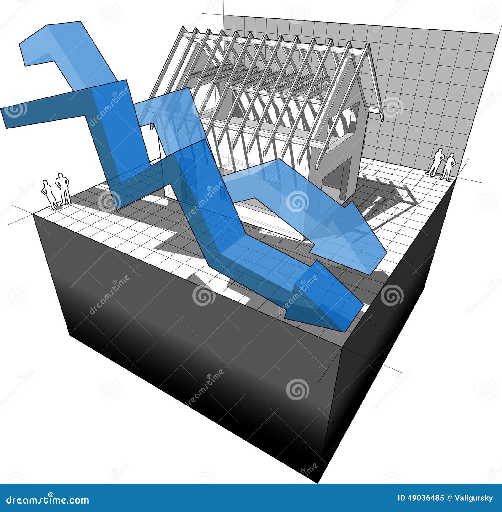 Downfall Red Arrows Of Business Sale Drops Cartoon Vector ...