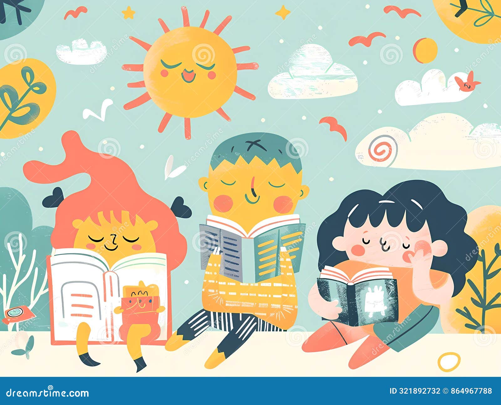 Students Reading Time in the Library on World Book Day Stock ...