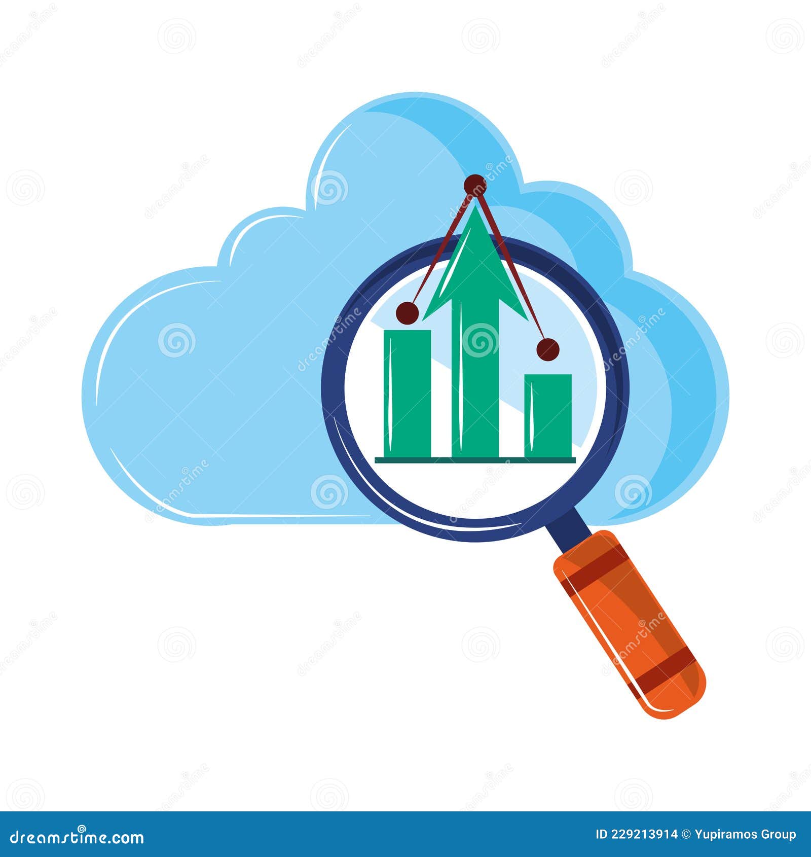Diagram in magnifier stock vector. Illustration of chart - 229213914