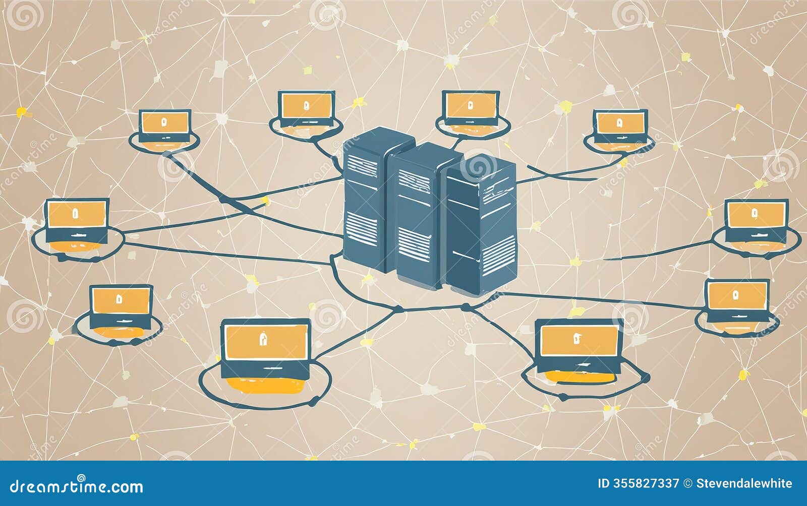 Diagram of a Network with Several Computers. Generative AI Stock Image - Image of computers ...