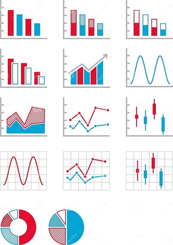 Diagram och grafer vektor illustrationer. Illustration av trender ...