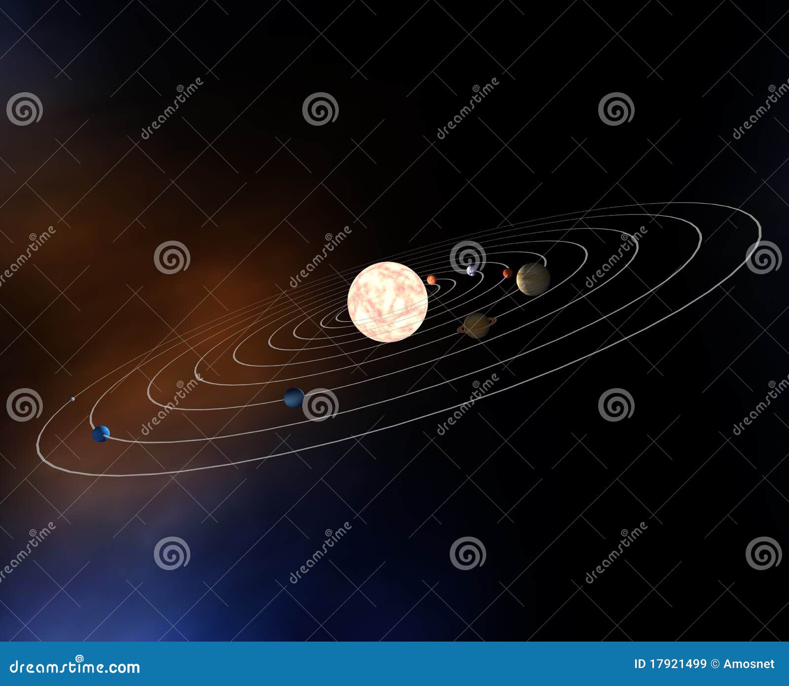 Diagram of Our Solar System with Planets Stock Illustration ...