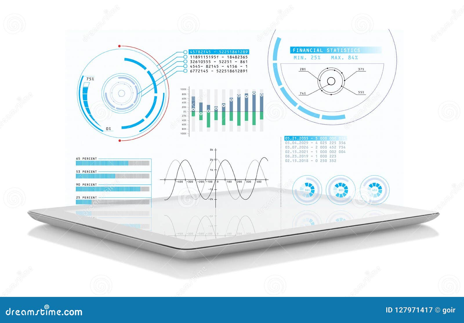 Diagram Projection on Digital Tablet Stock Illustration - Illustration ...