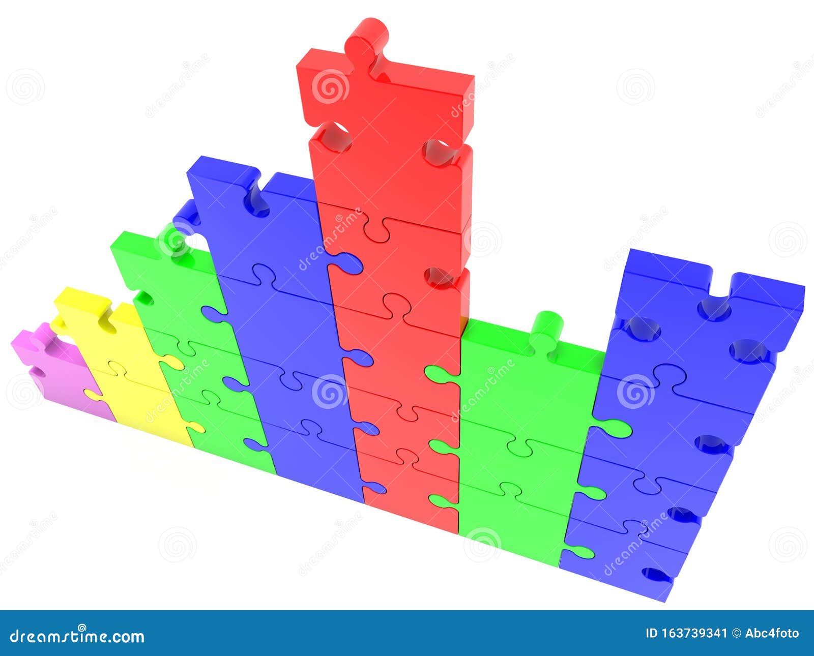 Diagram of Puzzle Rows in Various Colors Stock Illustration ...