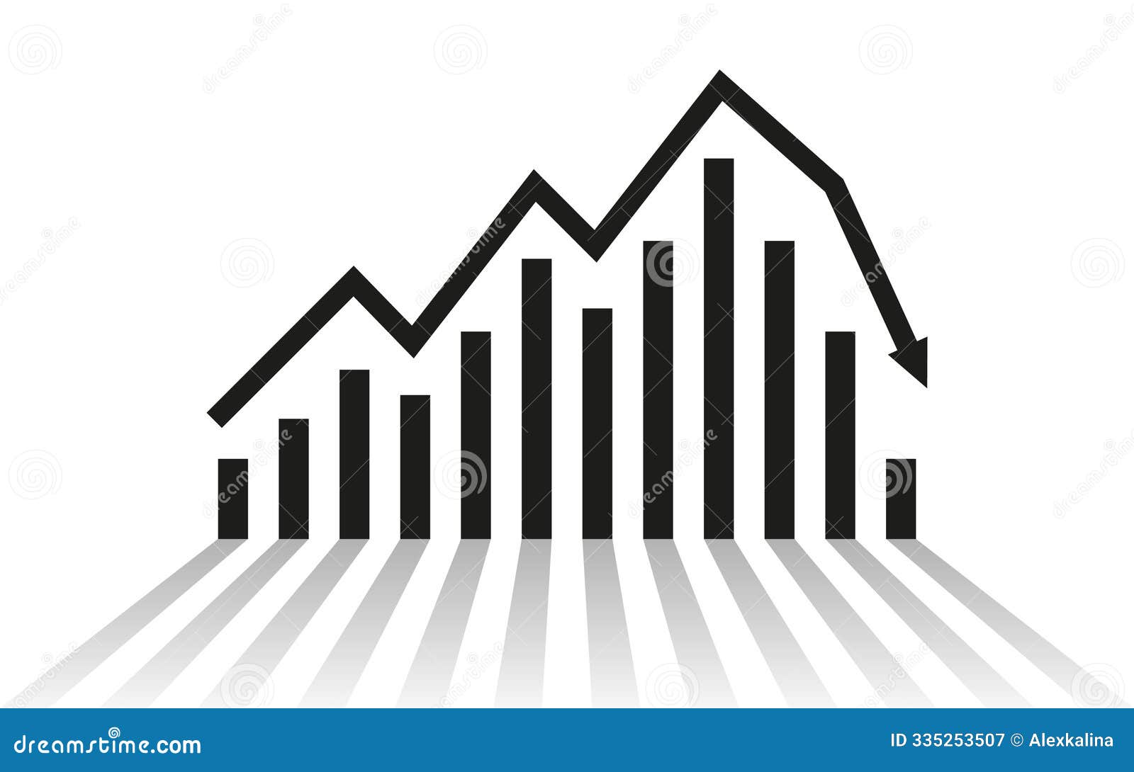 Diagram with Recession and Bankruptcy. Graph with Decrease Report Stock ...