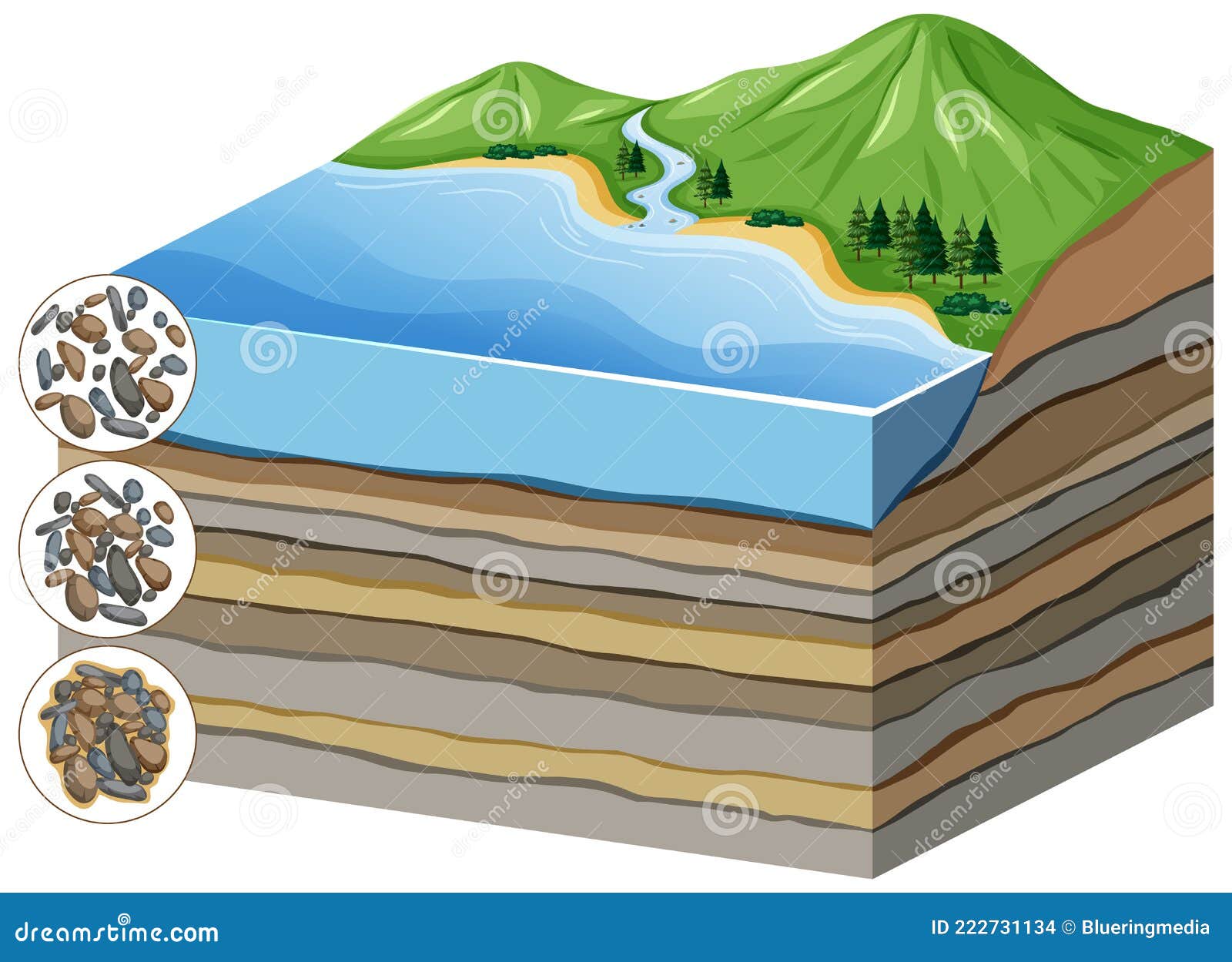 Diagram Showing Process of Compaction To Cementation in Layers Stock ...