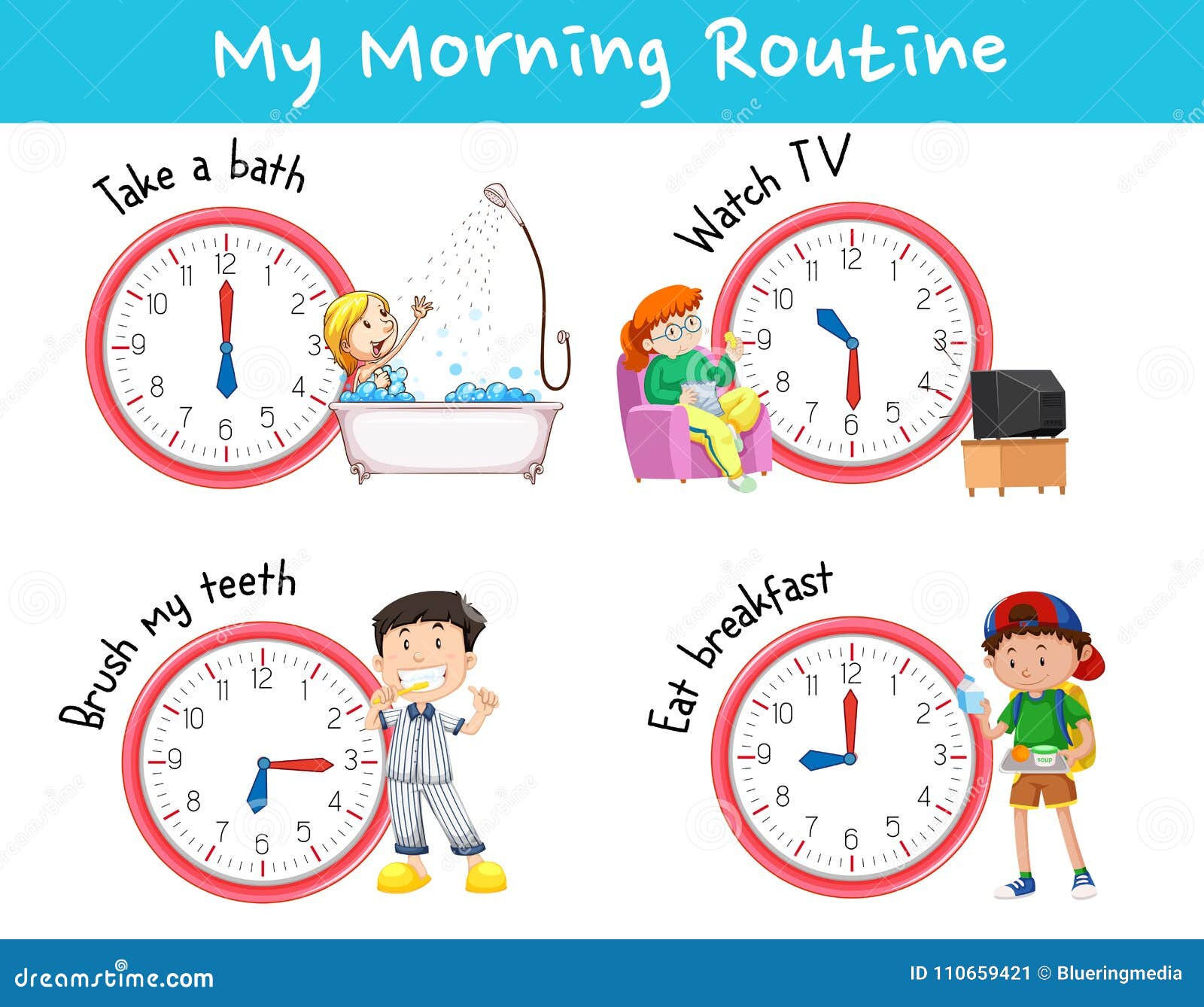 Diagram Som Visar Olika Morgonrutiner Vektor Illustrationer ...