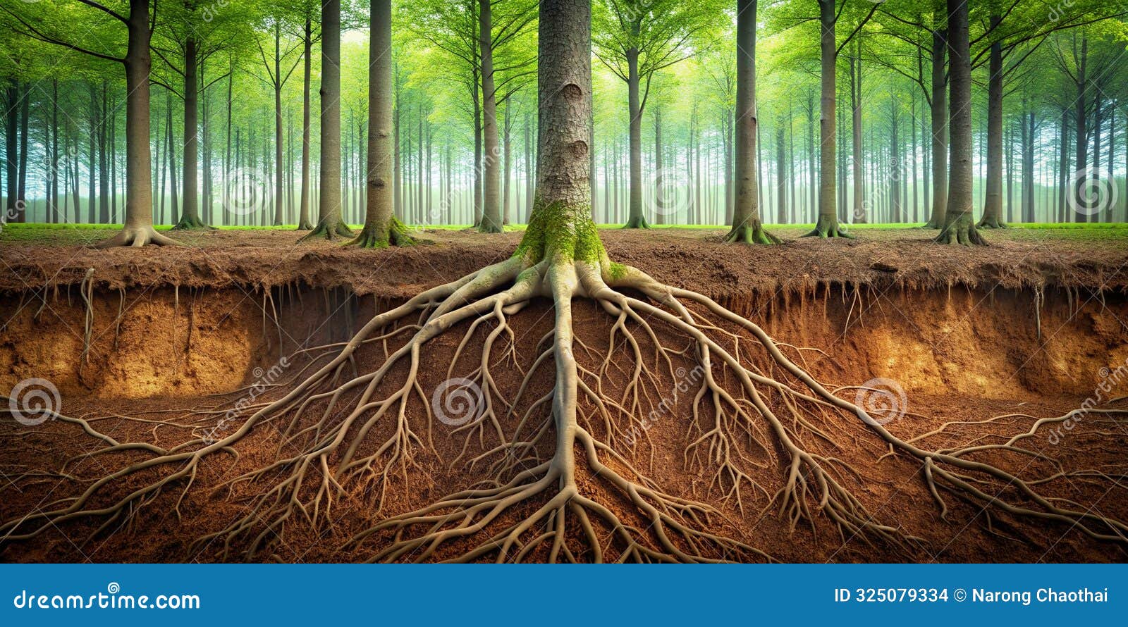 Diagram of Underground Root System of Tree Growing in Forest in Soil ...