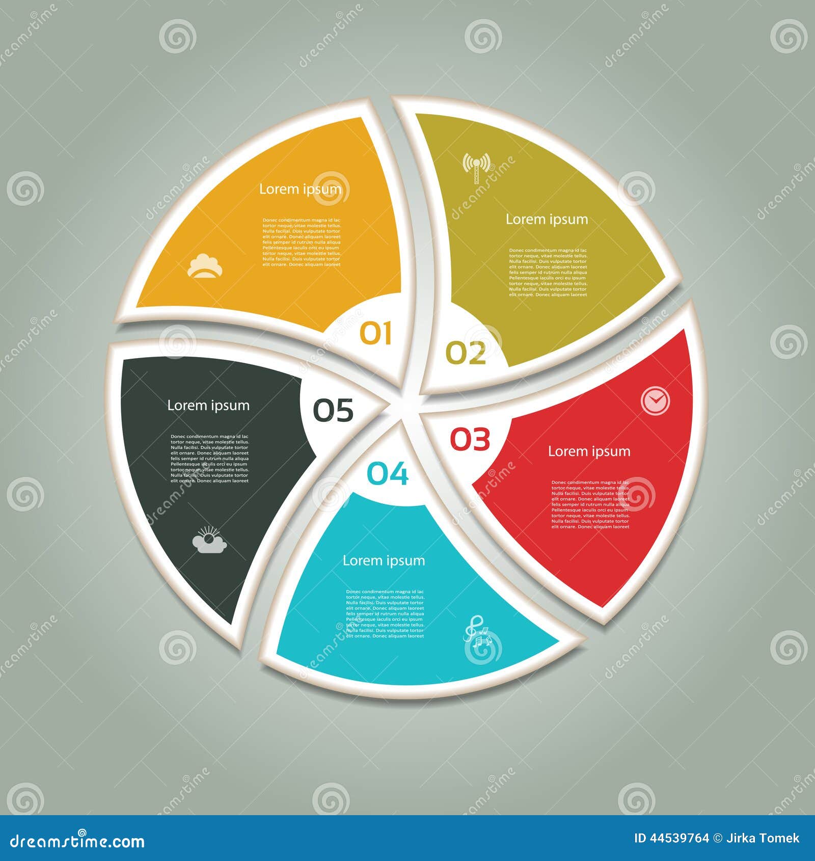 Diagrama Cíclico Con Cinco Pasos E Iconos Ilustración del Vector ...