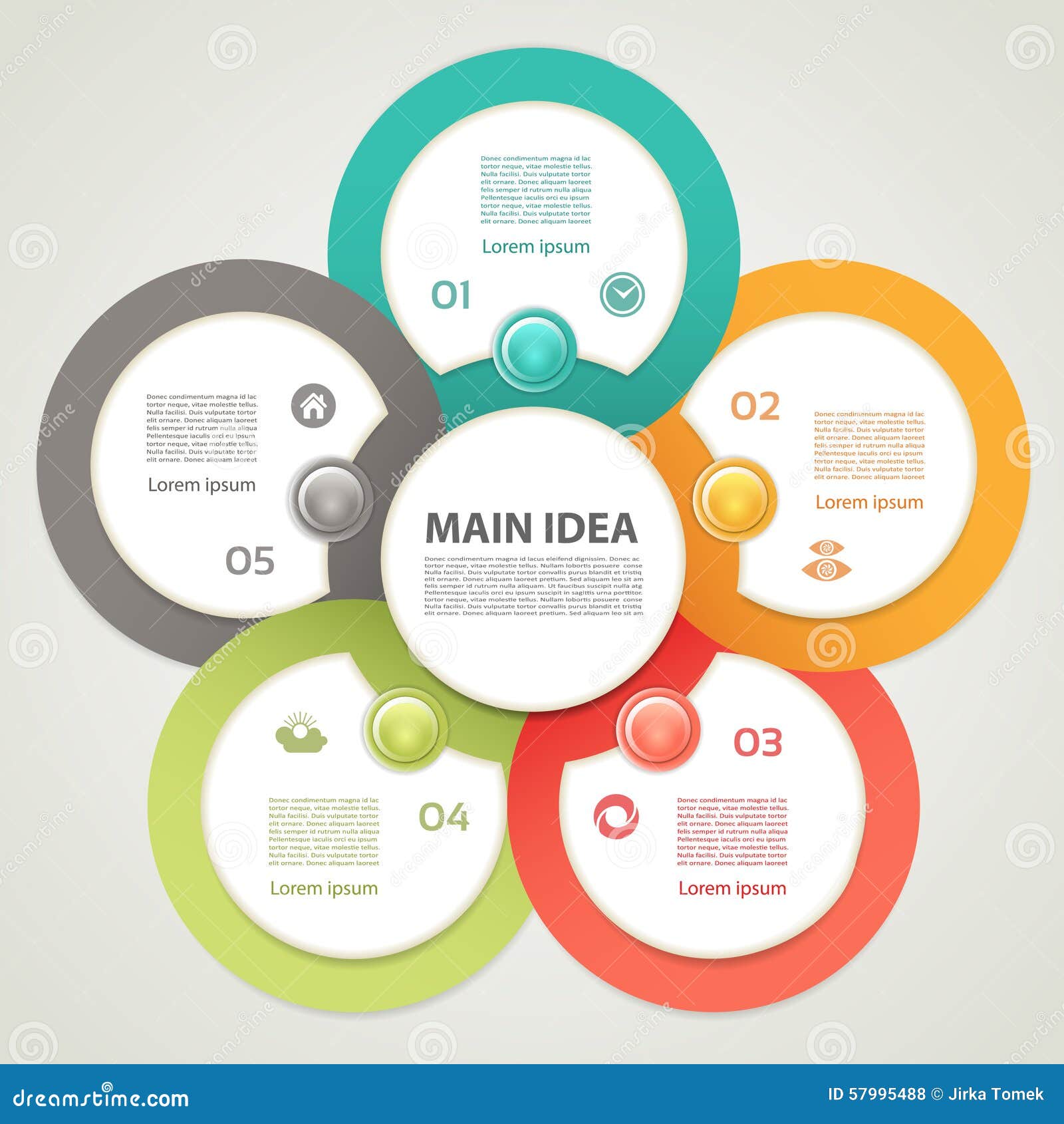Diagrama Cíclico Con Cinco Pasos E Iconos Ilustración del Vector ...