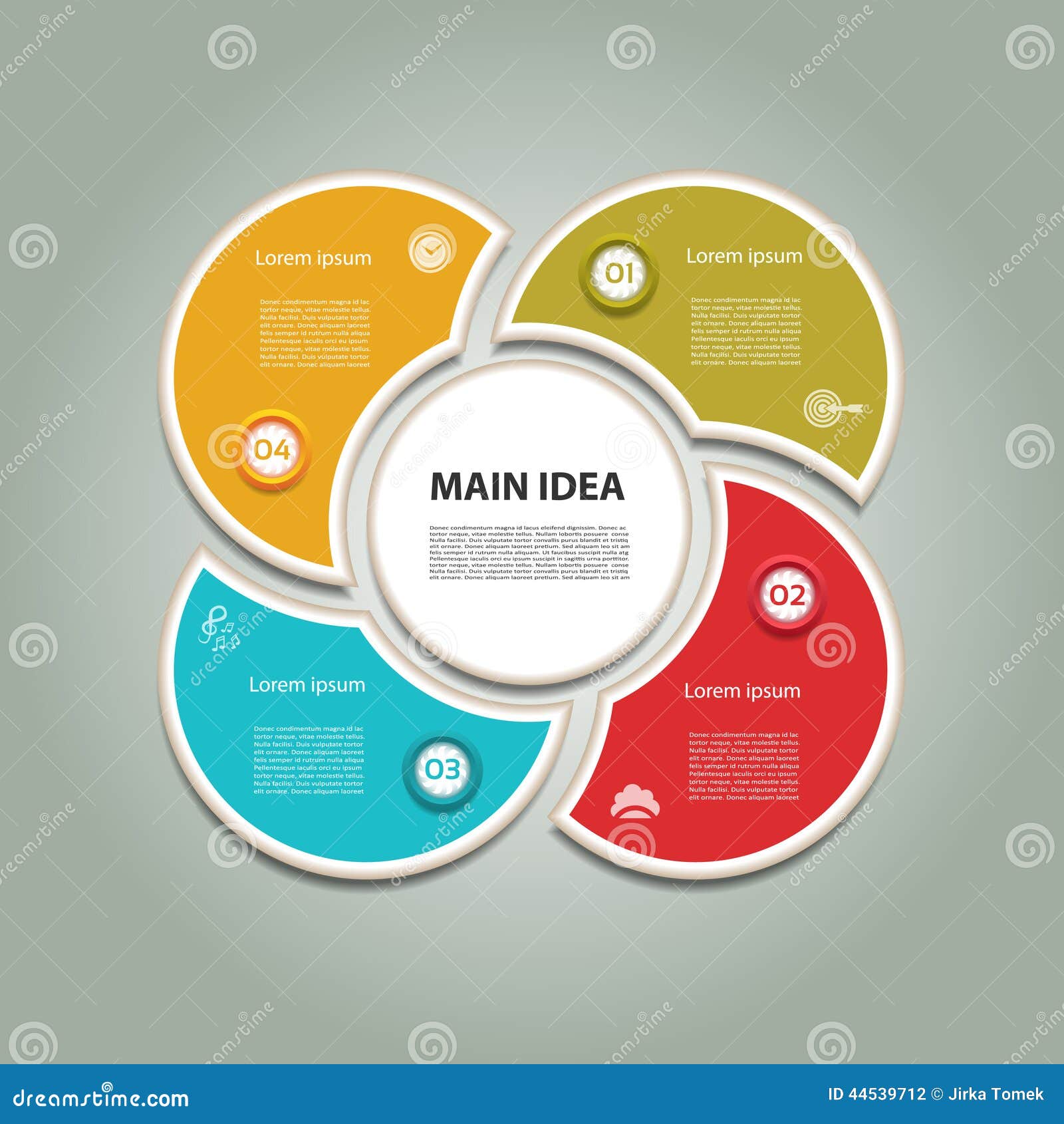 Diagrama Cíclico Con Cuatro Pasos E Iconos Ilustración del Vector ...