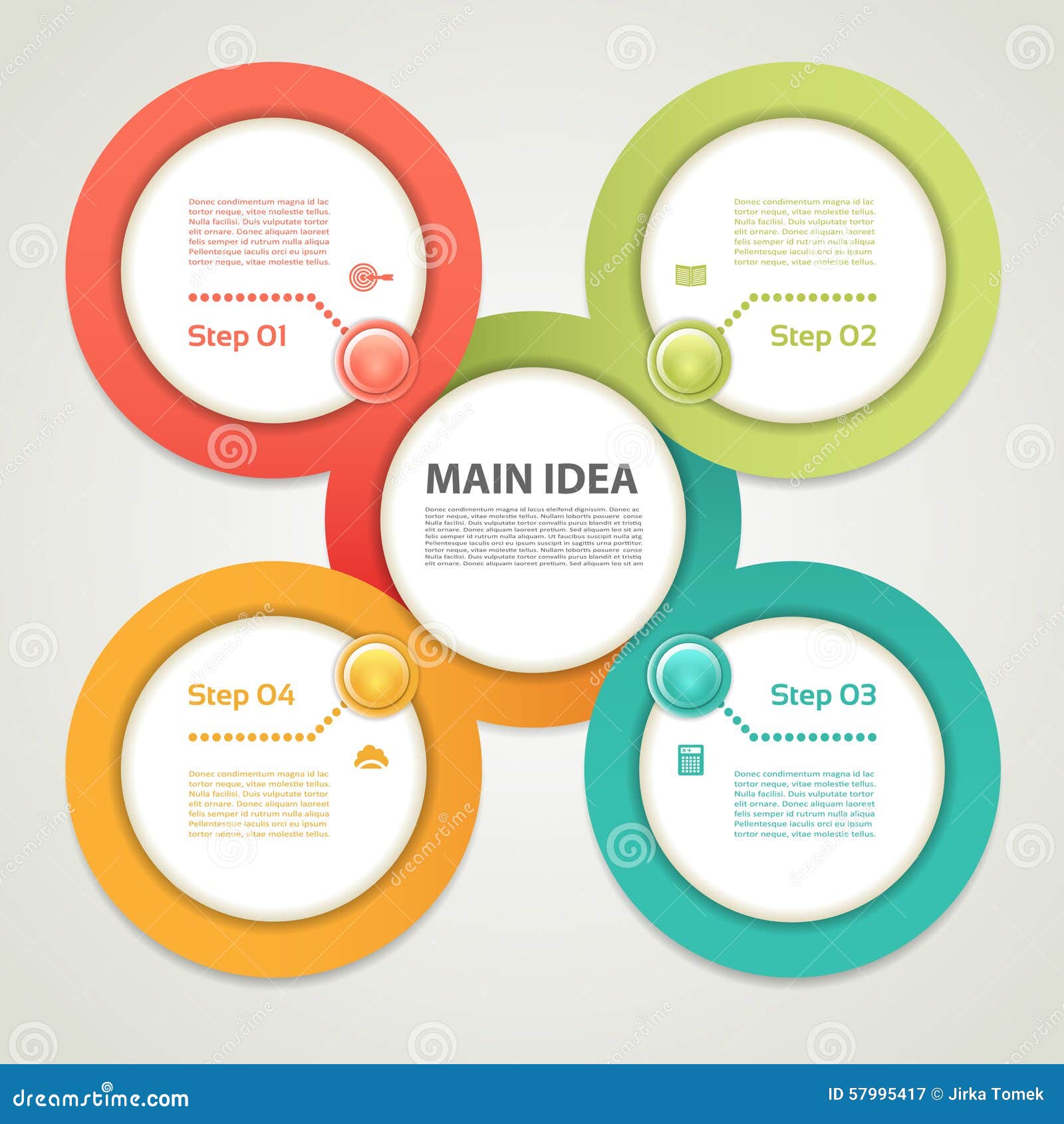 Diagrama Cíclico Con Cuatro Pasos E Iconos Ilustración del Vector ...