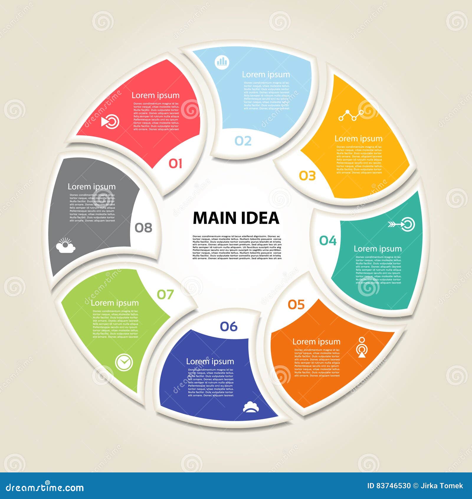 Diagrama Cíclico Con Ocho Pasos E Iconos Ilustración del Vector ...