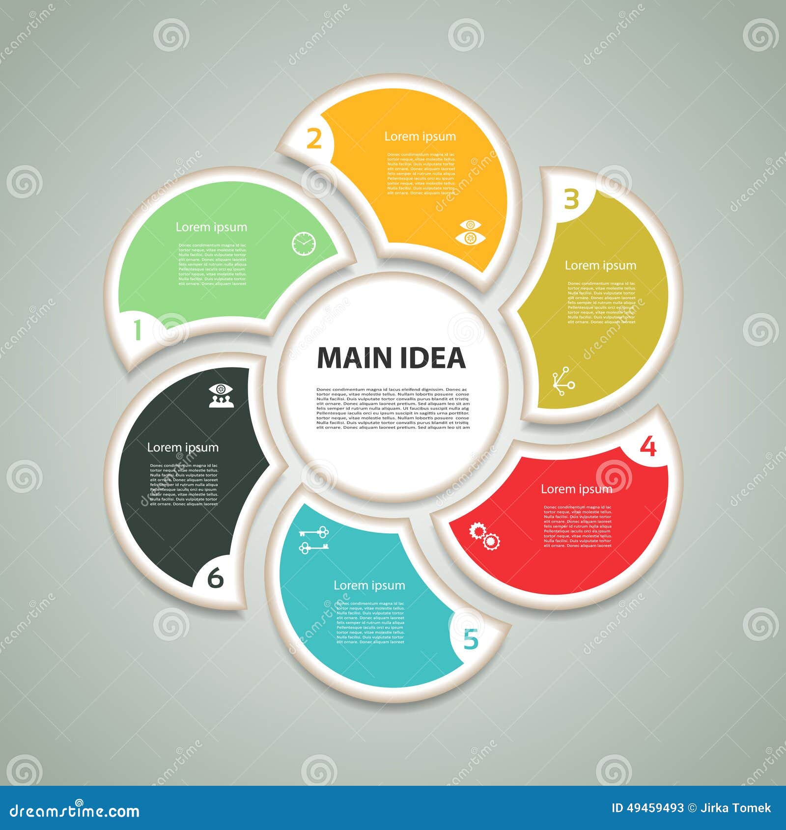 Diagrama Cíclico Con Seis Pasos E Iconos Ilustración del Vector ...