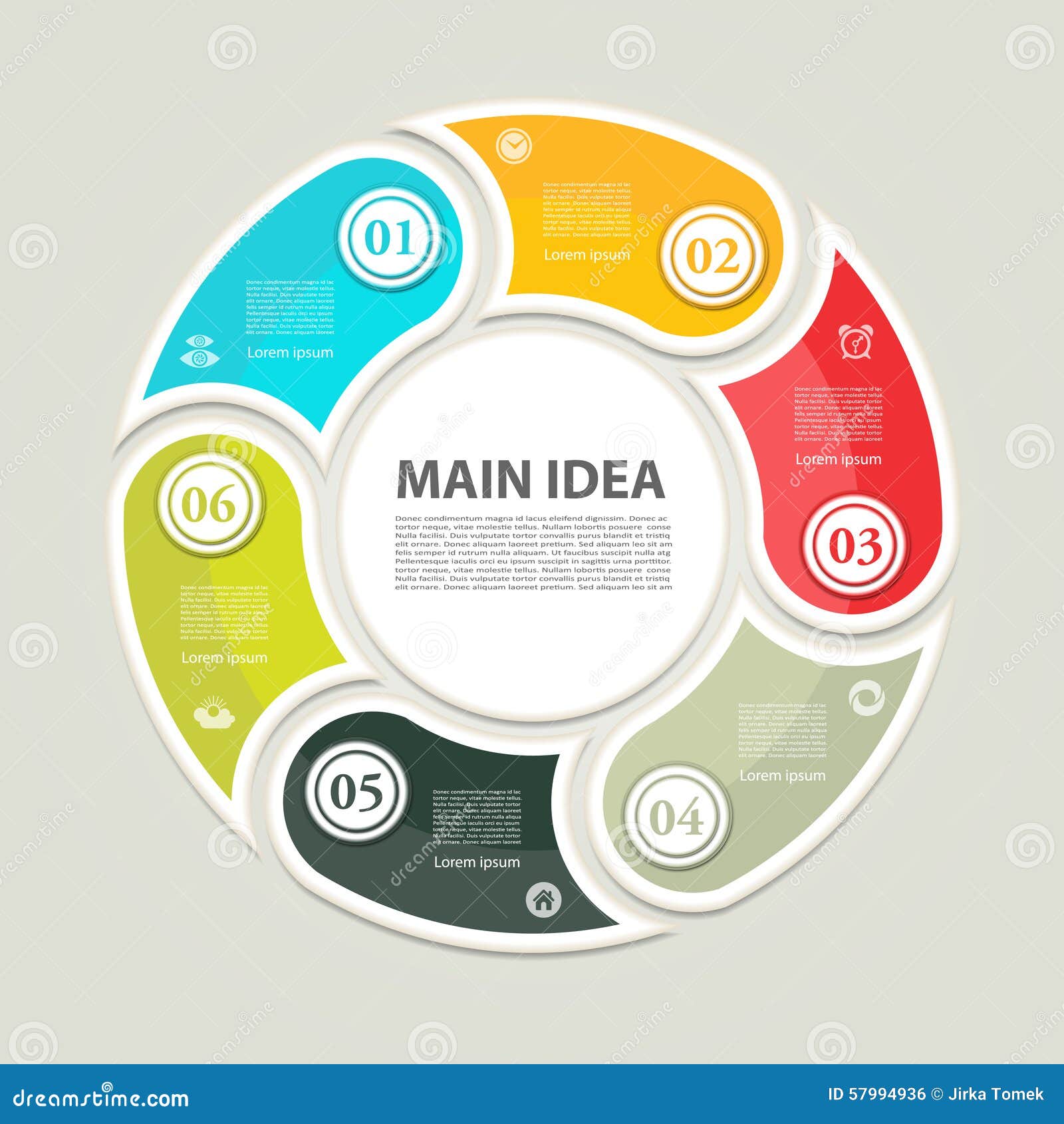 Diagrama Cíclico Con Seis Pasos E Iconos Ilustración del Vector ...