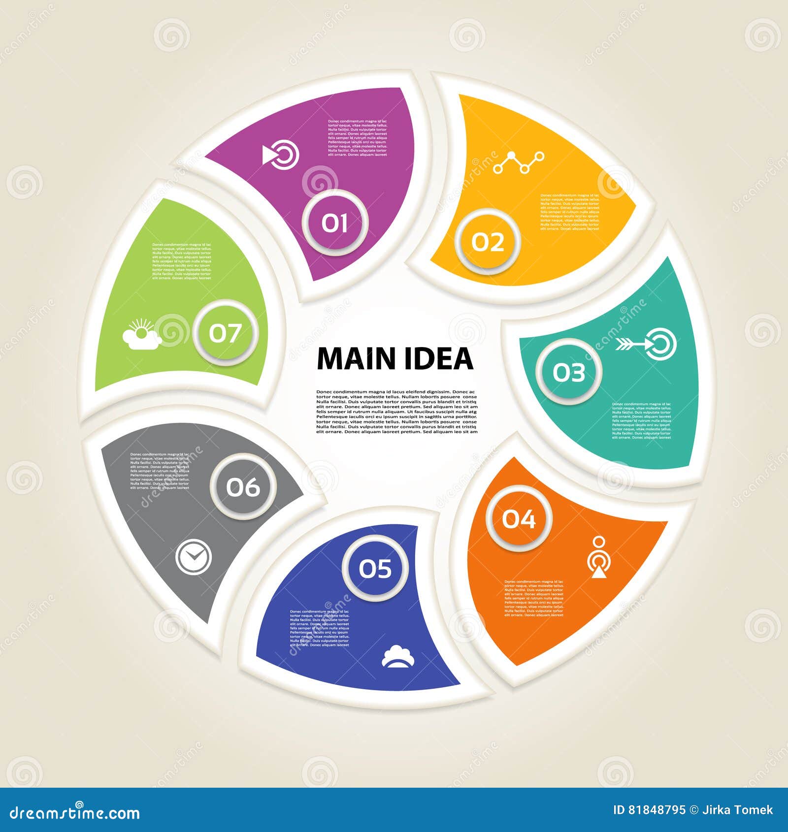 Diagrama Cíclico Con Siete Pasos E Iconos Ilustración del Vector ...