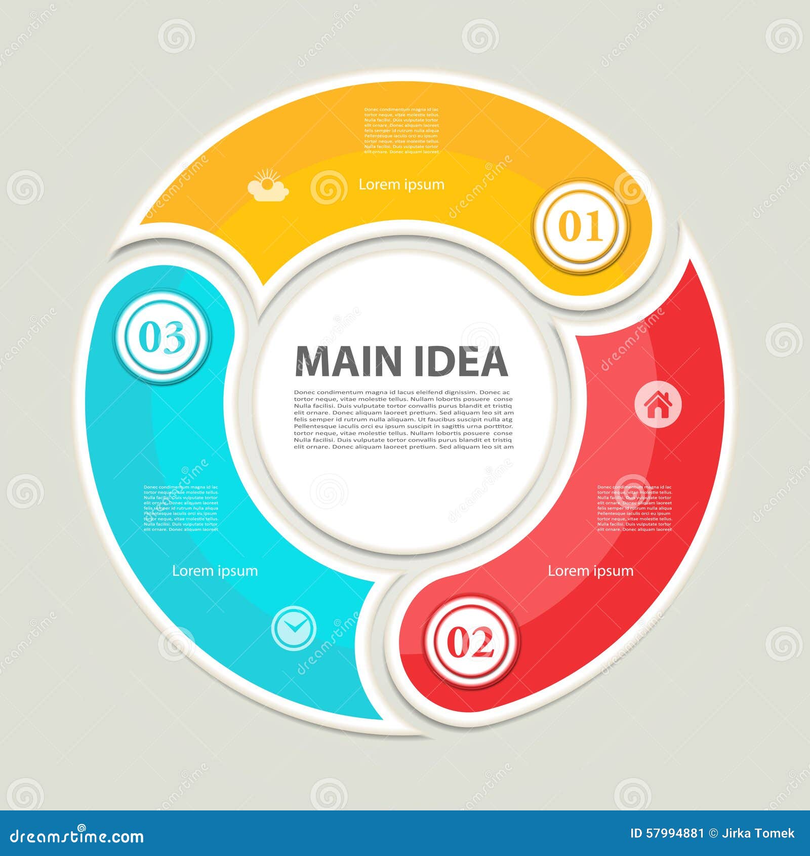 Diagrama Cíclico Con Tres Pasos E Iconos Ilustración del Vector ...
