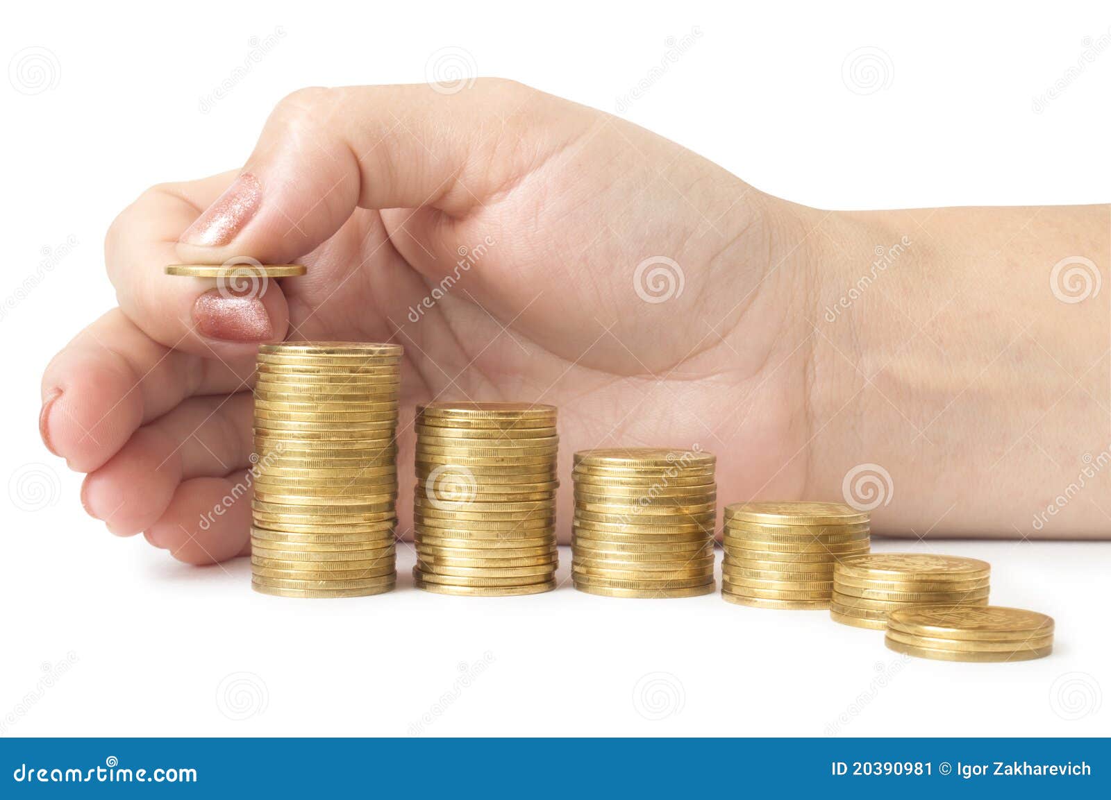 Diagrama De Las Monedas Con La Mano Imagen de archivo - Imagen de ...