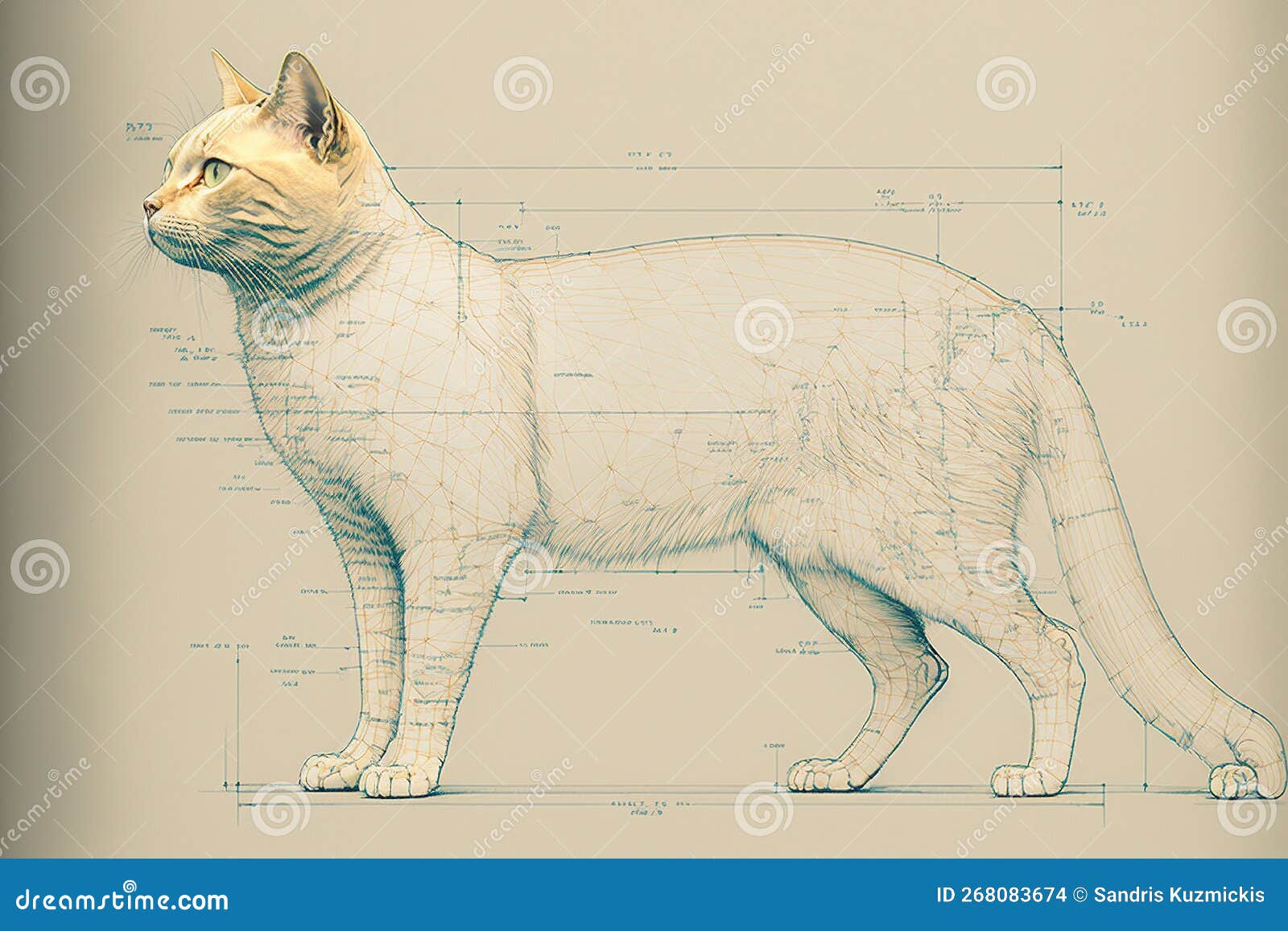 A Diagramatic Drawing of a Cat. Generative AI Stock Illustration ...