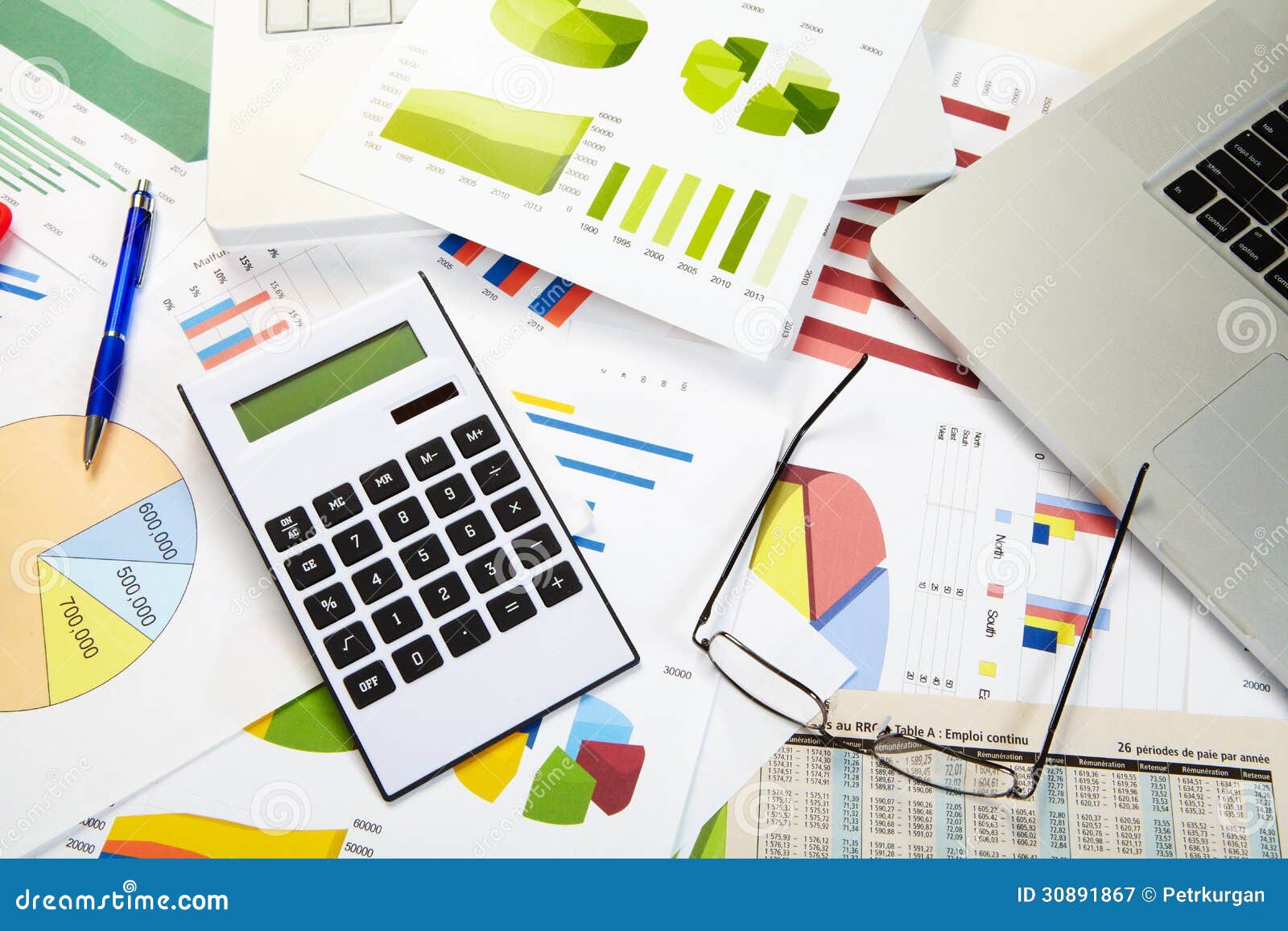 Diagrams and calculator stock image. Image of communicate - 30891867