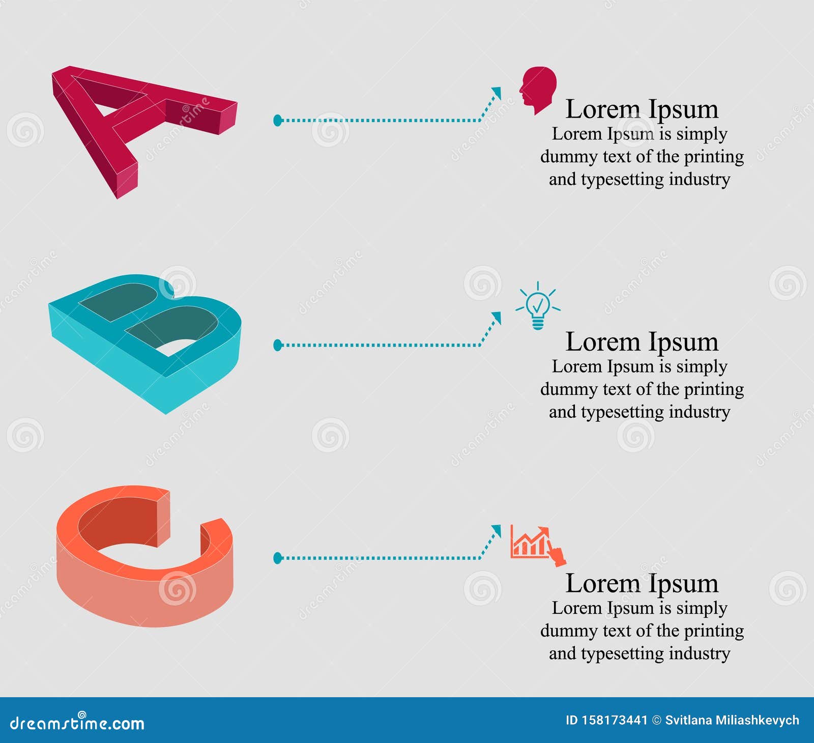 Diagrams of 3D Letters with Text Stock Illustration - Illustration of ...