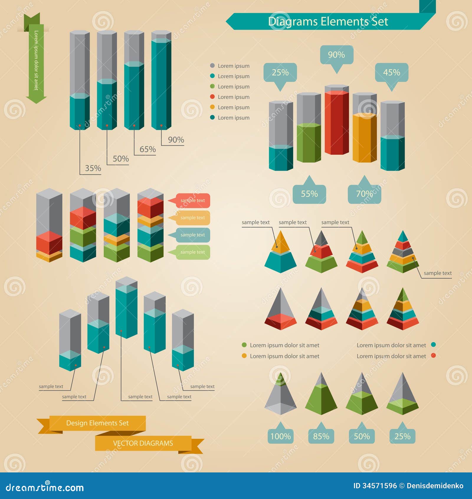 Diagrams element set stock vector. Illustration of network - 34571596