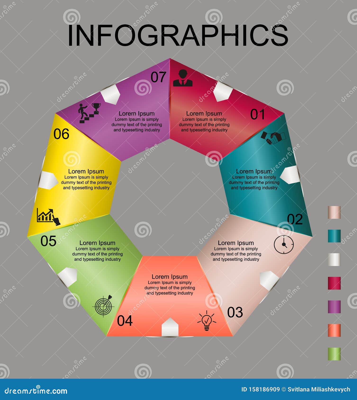 Diagrams in the Form of a Figure in Seven Stages Stock Illustration ...