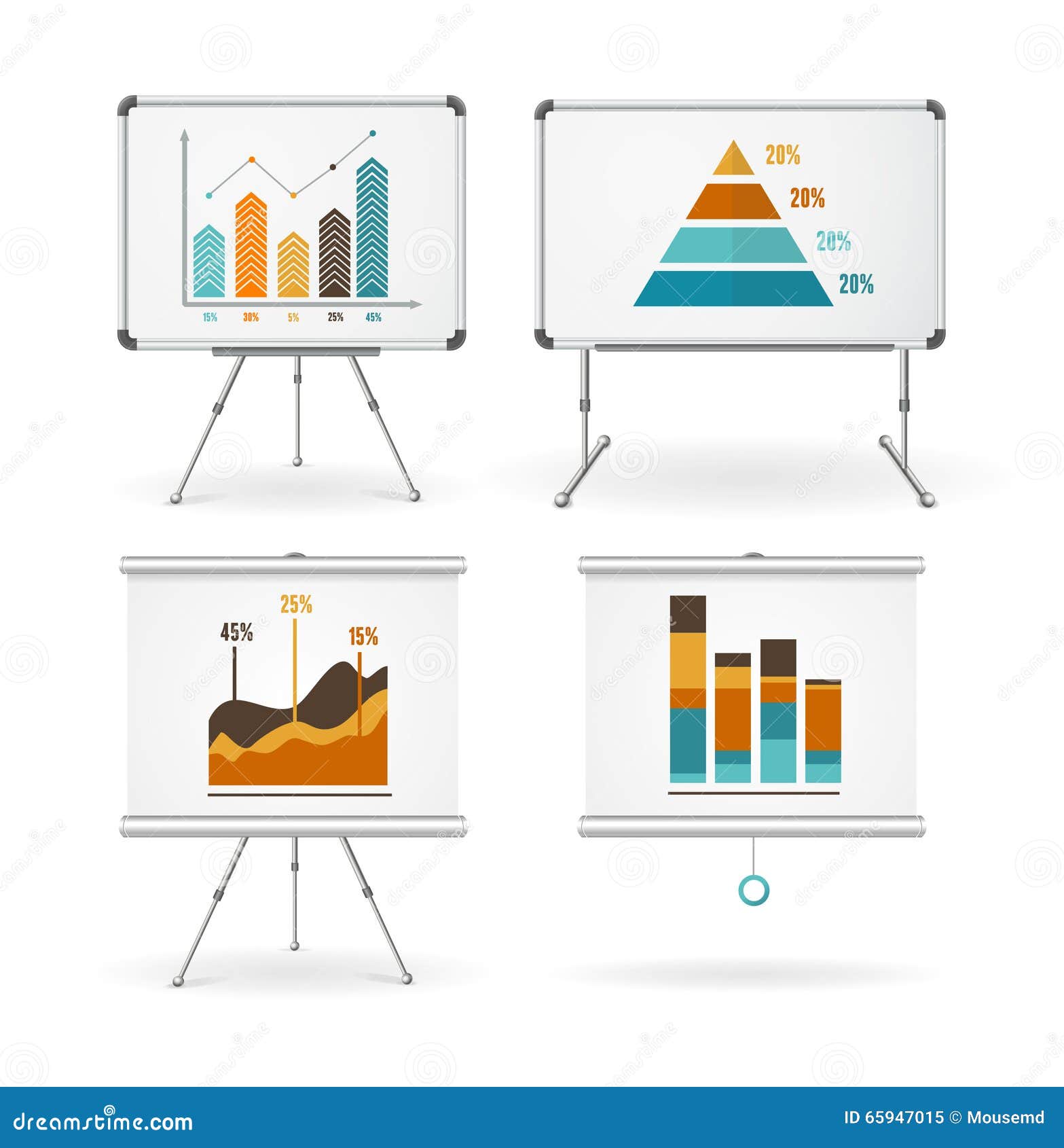 Diagrams and Graphs Whiteboards Set. Vector Stock Vector - Illustration ...