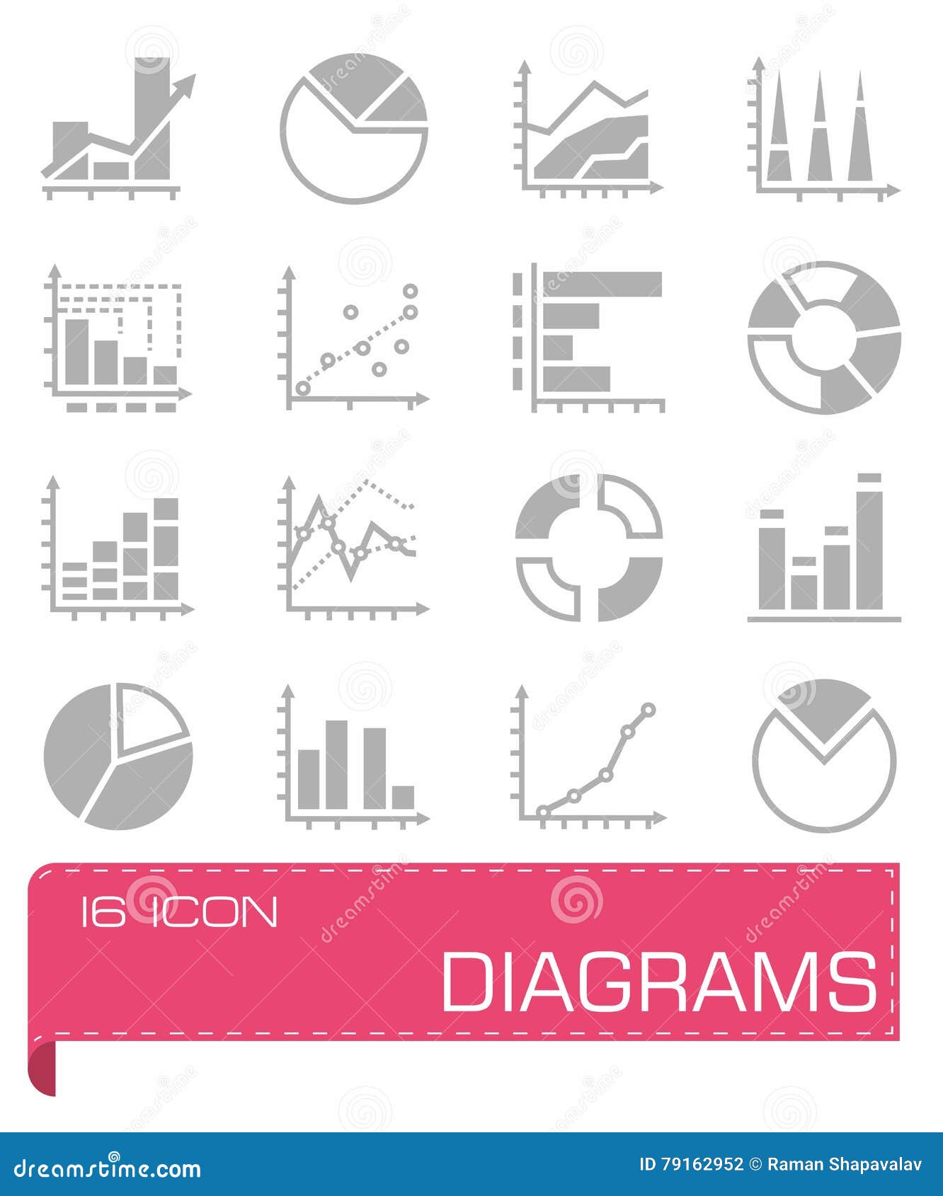 Diagrams icon set stock vector. Illustration of flow - 79162952