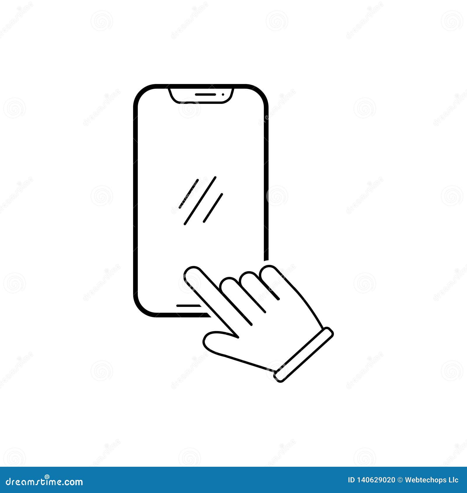 Black Line Icon for Dial Call, Keypad and Hand Stock Vector ...