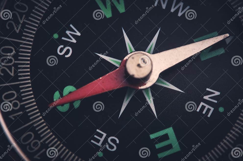 Dial Compass in Closeup, Arrow Indicates Direction North. Stock Image ...