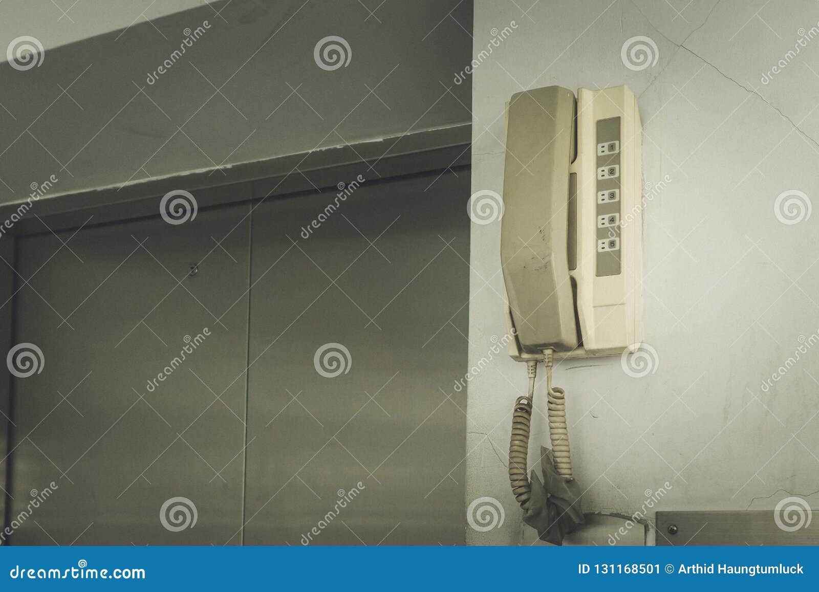 Dial The Emergency Telephone In The Elevator Stock Photo ...