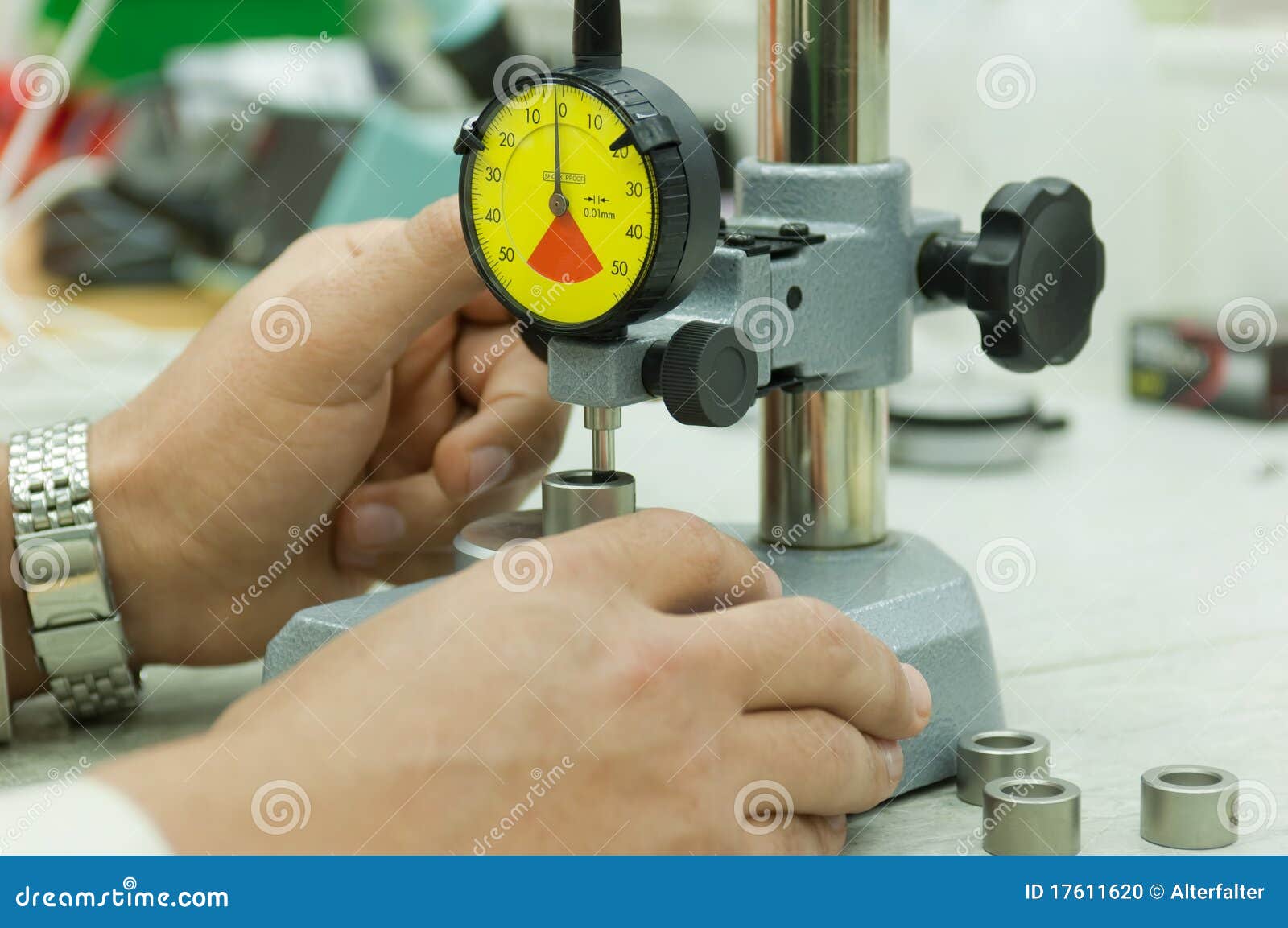 Dial Gauge on Measuring Stand Stock Photo - Image of equipment, quality ...