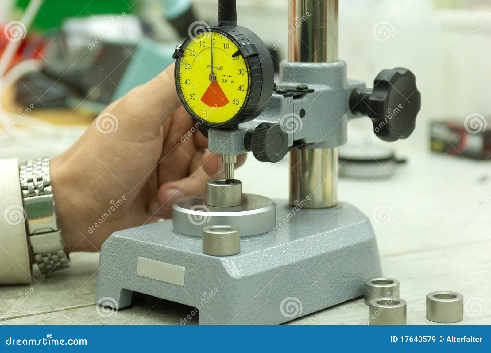 Dial Gauge Measure The Part After Production Process Royalty-Free Stock ...