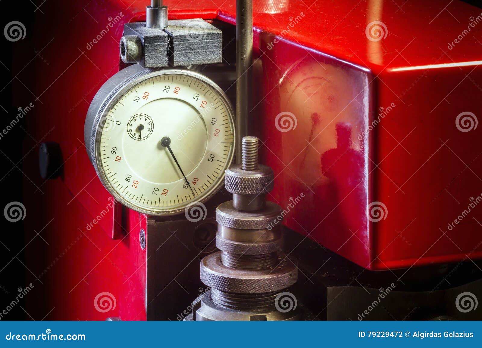 Dial Indicator Distance Meter on a Red Key Copying Machine Stock Photo ...