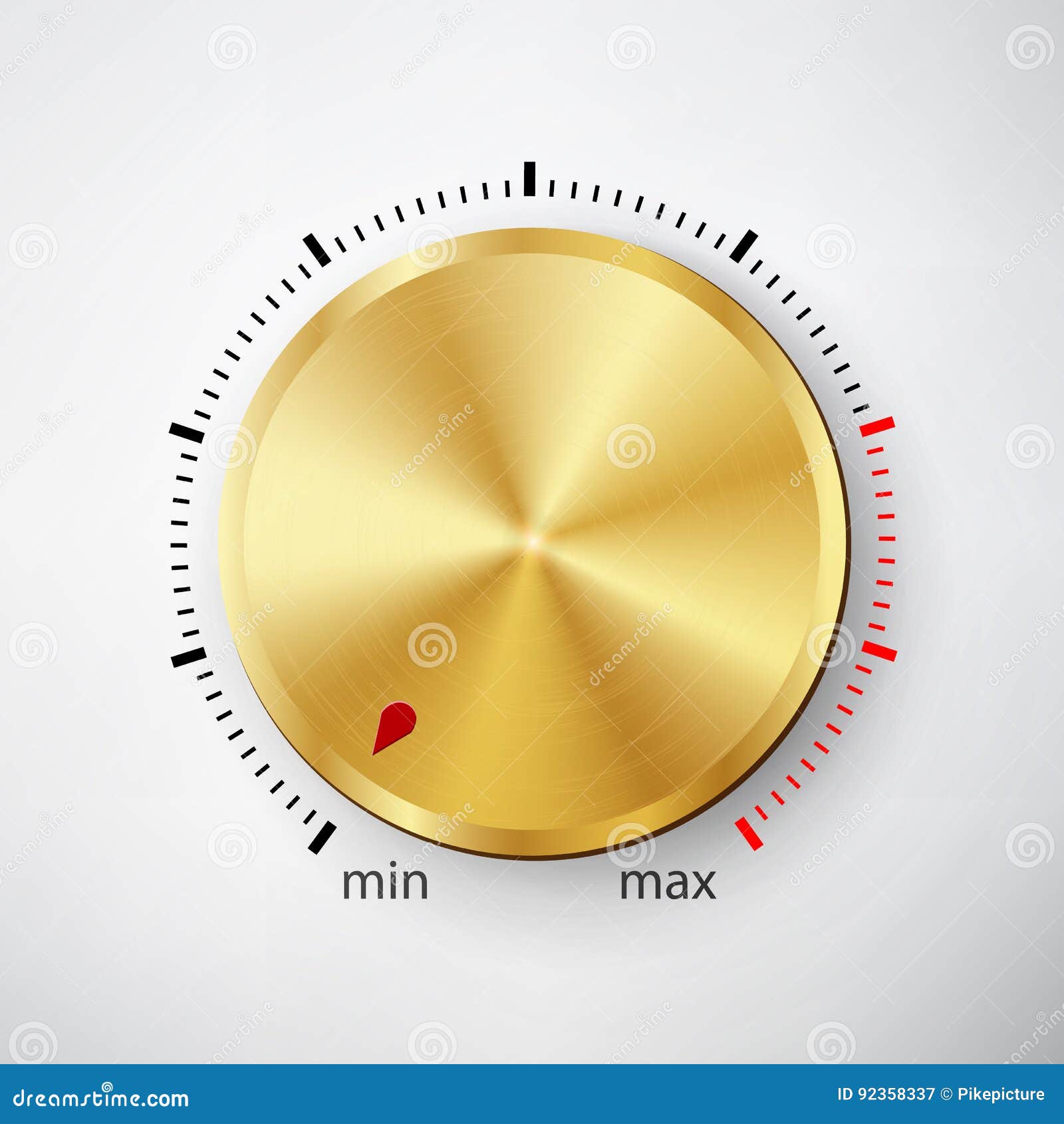 Dial Knob. Global Swatches. Realistic Gold Button with Circular ...