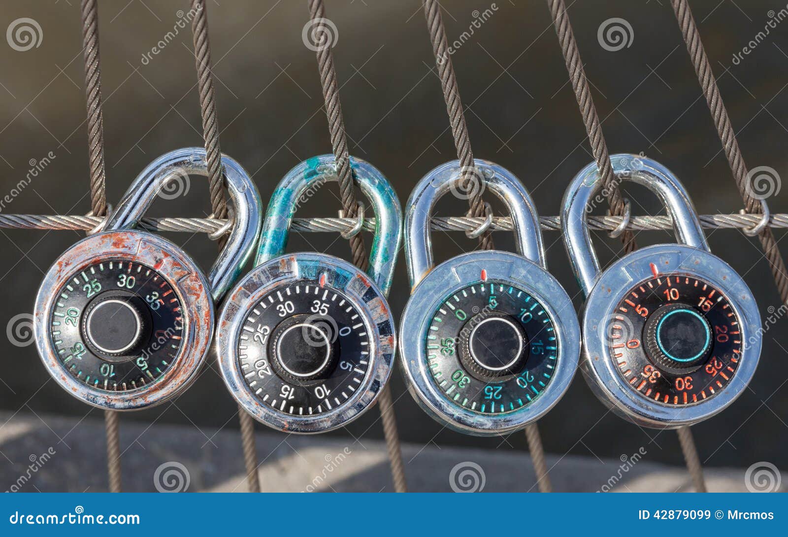 The 4 Dial Locks with Code, Dial Lock with Nylon Fence Stock Image ...