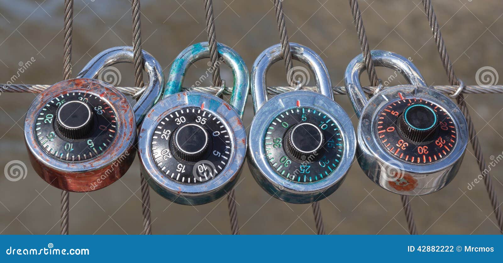 The 4 Dial Locks with Code, Dial Lock with Nylon Fence Stock Photo ...