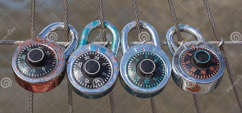The 4 Dial Locks with Code, Dial Lock with Nylon Fence Stock Photo ...
