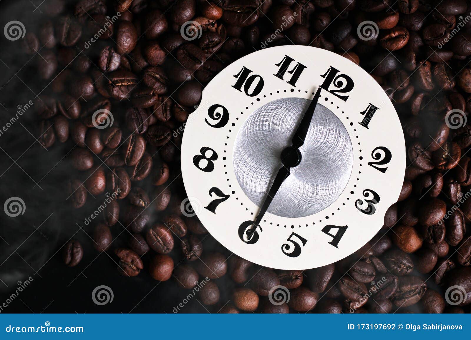 The Dial of the Watch and Coffee Beans, Top View Stock Photo - Image of ...