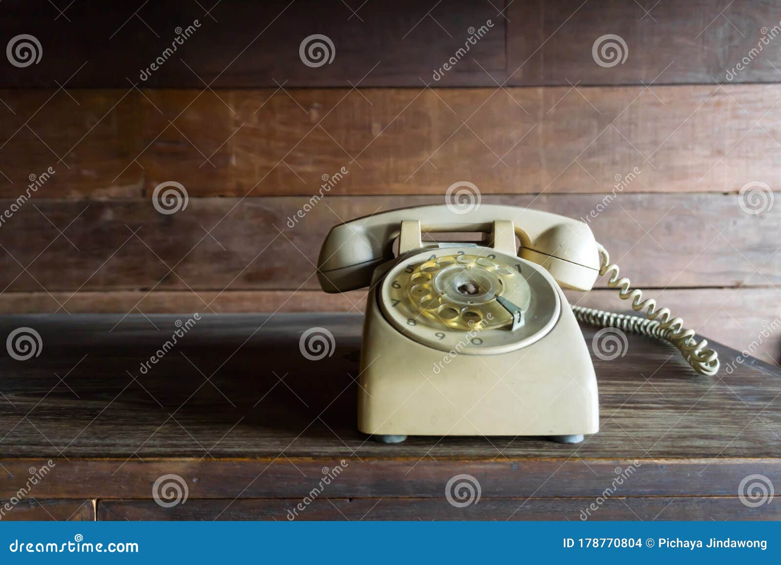 Dialing or Scrolling Phone on Wooden Table Stock Photo - Image of ...