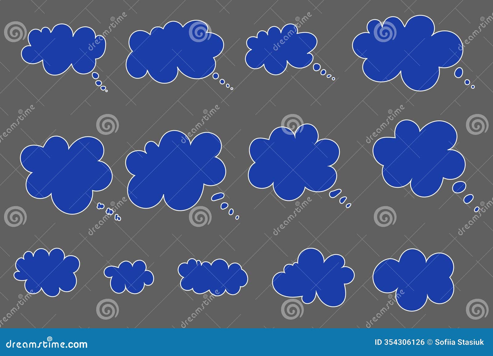 Dialog Box Icons, Chat Cartoon Bubbles, Thinking Clouds, Vector. Stock ...