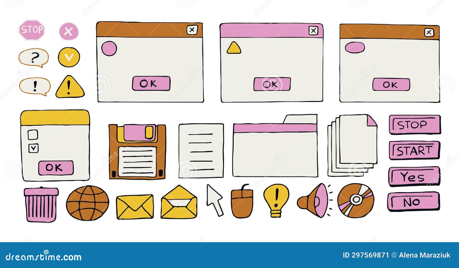 Dialog Boxes Old. Retro Pc Elements, User Interface, Operating System ...
