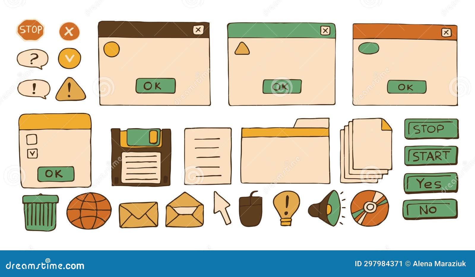 Dialog Boxes Old. Retro Pc Elements, User Interface, Operating System ...