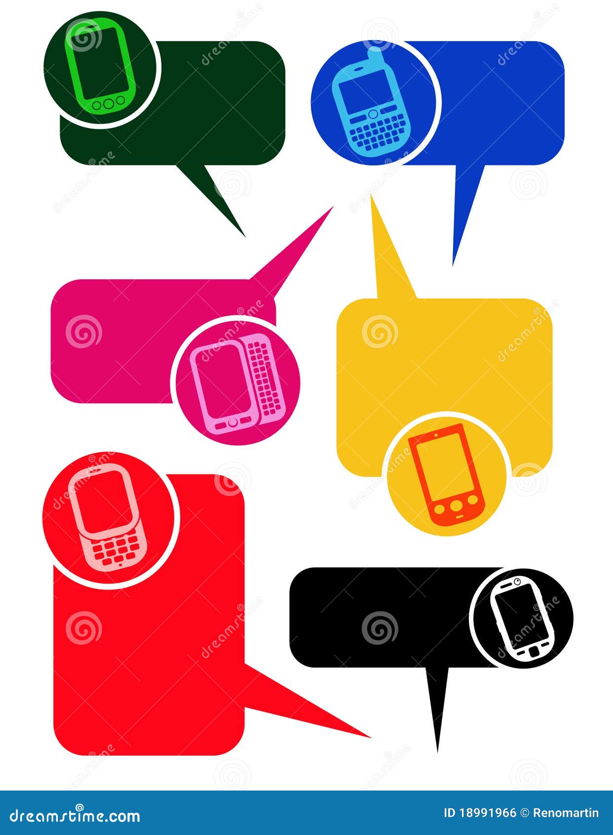 Dialog Bubbles with Mobile Phones Stock Vector - Illustration of ...
