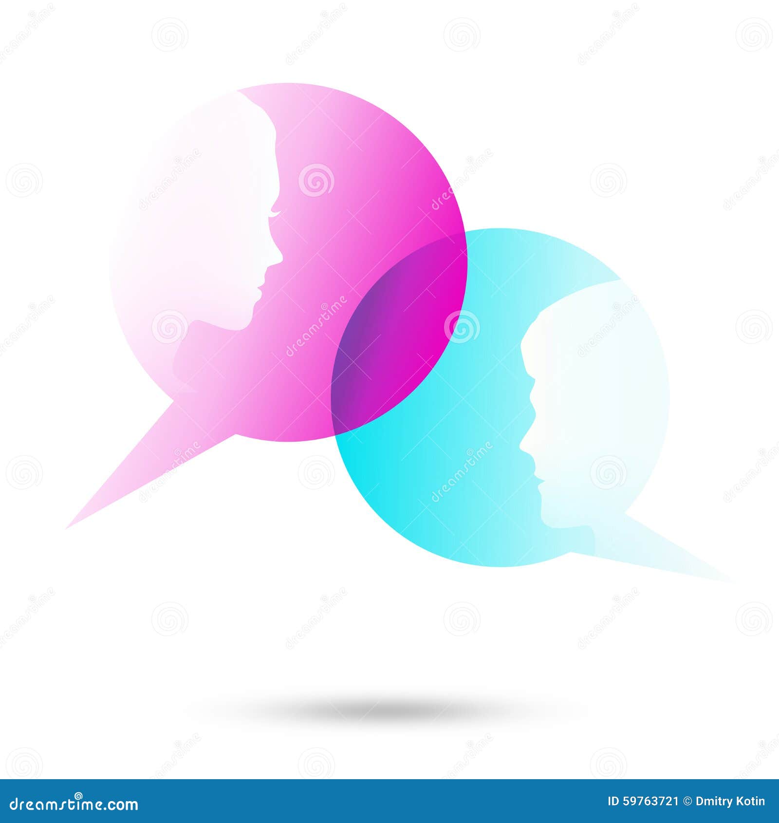 Dialog Bubbles with Two Faces Stock Illustration - Illustration of ...